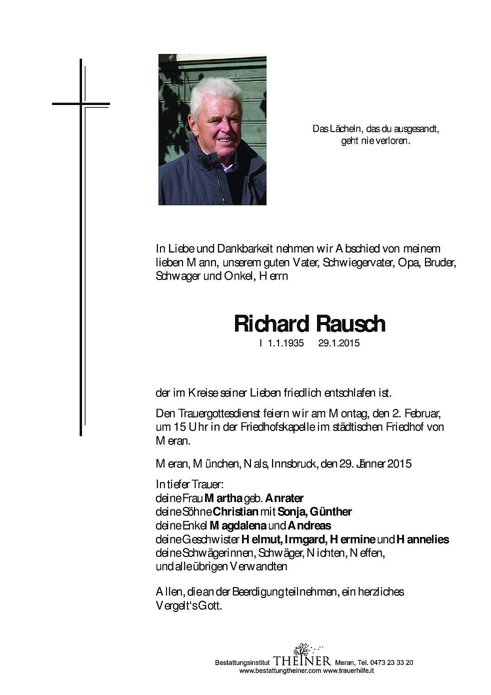 Richard Rausch aus Meran - TrauerHilfe.it - das Südtiroler Gedenkportal