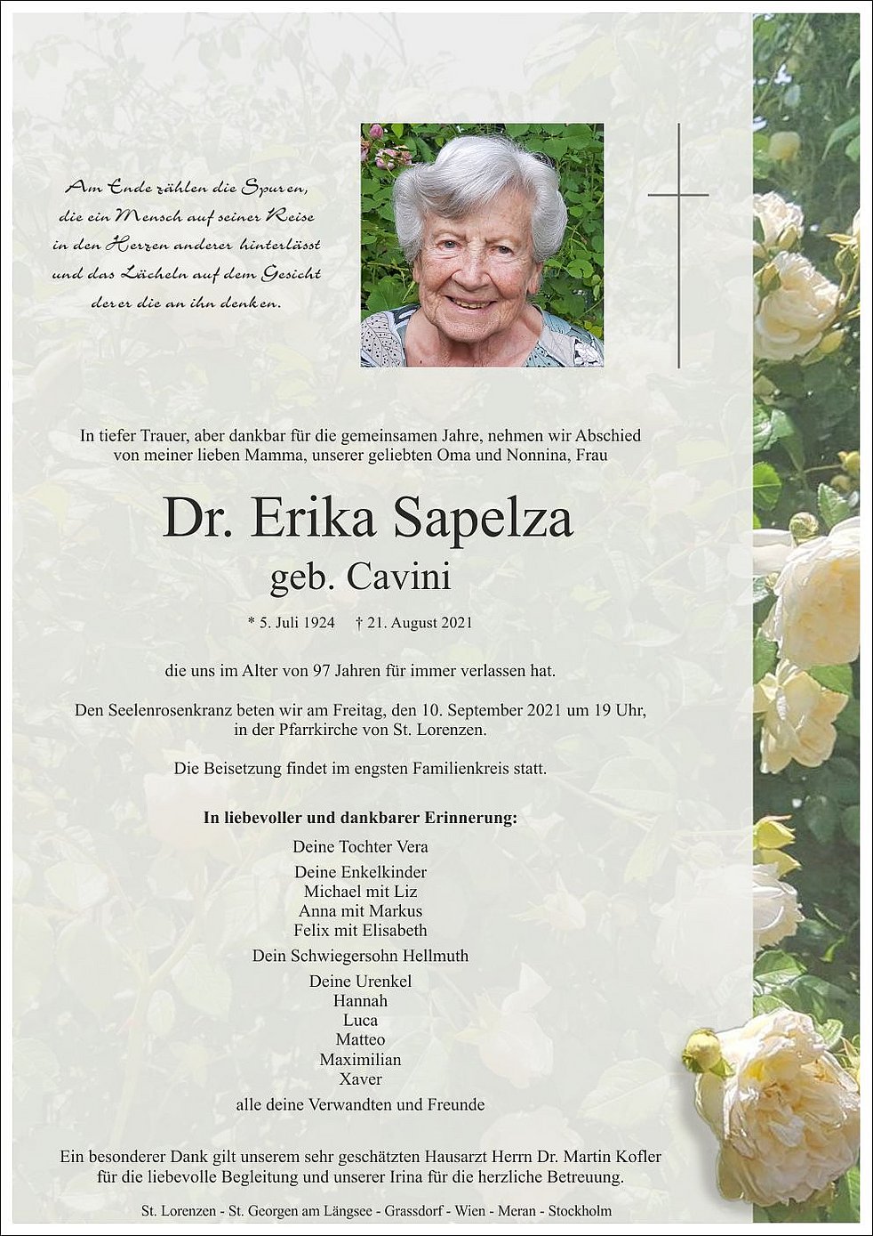 Dr. Erika Sapelza aus St. Lorenzen - TrauerHilfe.it - das Südtiroler ...