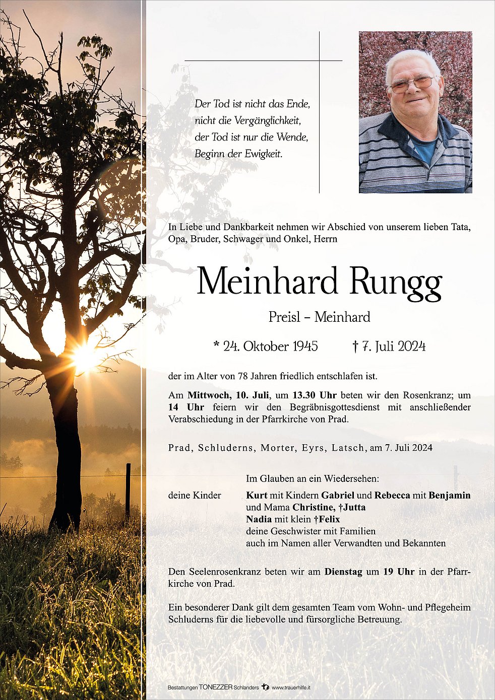 Meinhard Rungg aus Prad am Stilfserjoch - TrauerHilfe.it - das ...