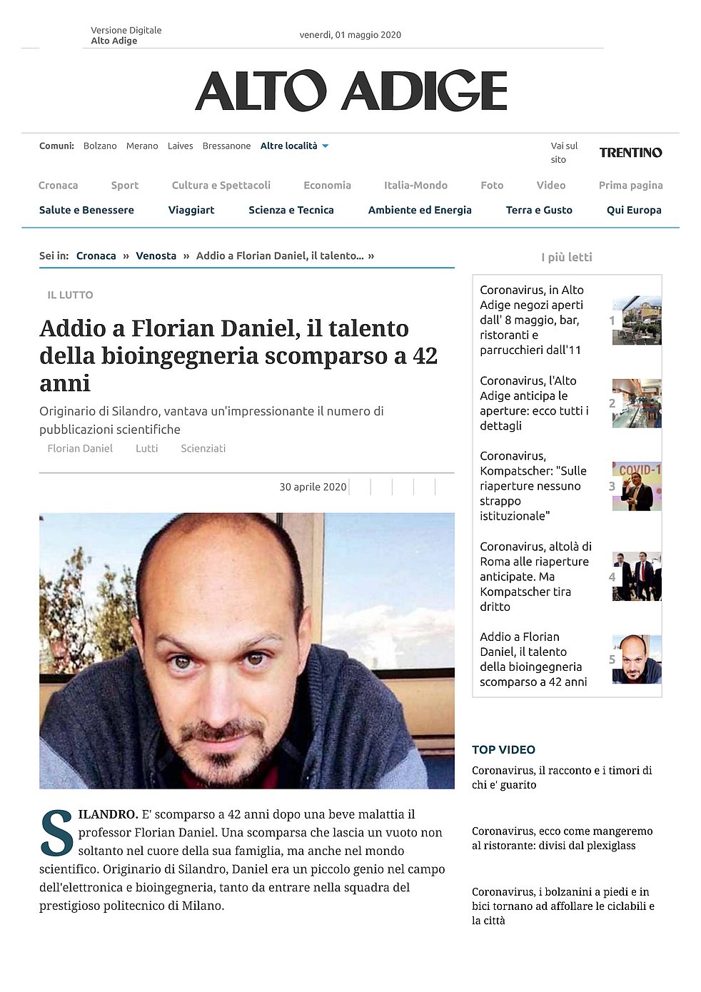 Florian Daniel aus außerhalb Südtirol - TrauerHilfe.it - das Südtiroler ...
