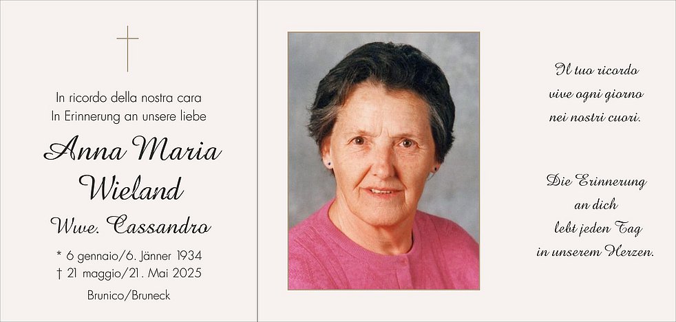 Anna Maria Wieland aus Bruneck - TrauerHilfe.it - das Südtiroler ...