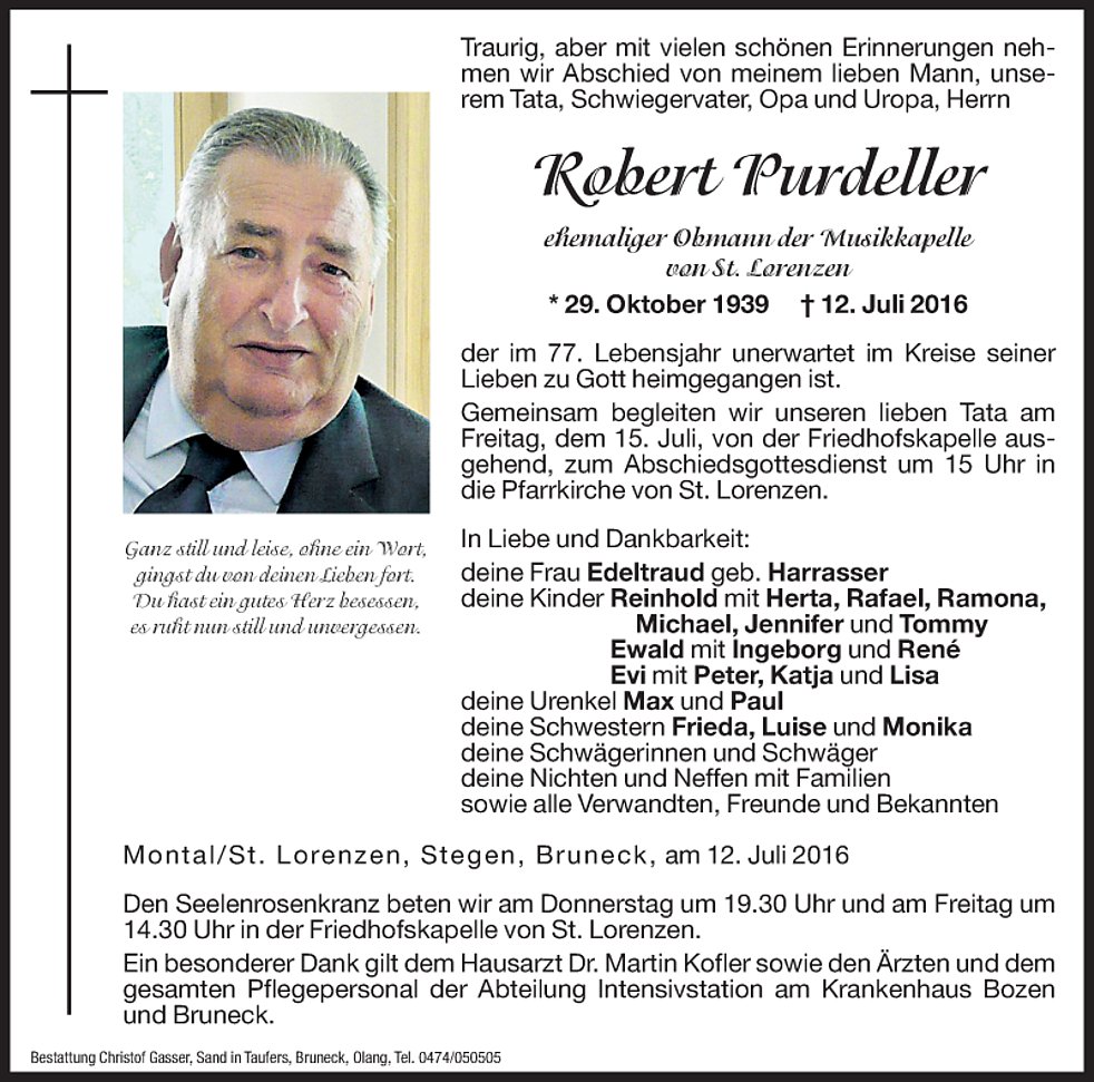 Robert Purdeller aus St. Lorenzen - TrauerHilfe.it - das Südtiroler ...
