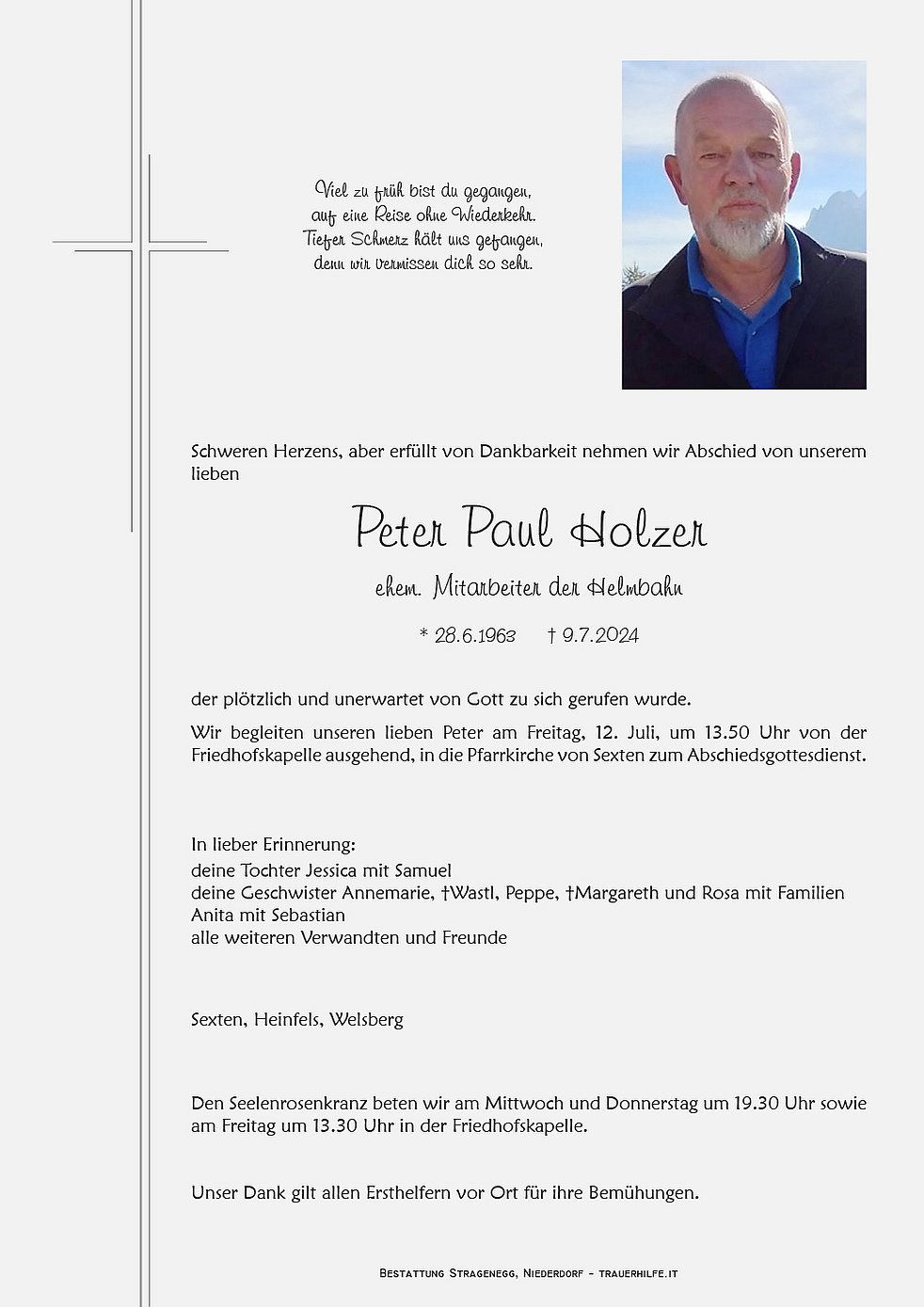 Peter Paul Holzer aus außerhalb Südtirol - TrauerHilfe.it - das ...