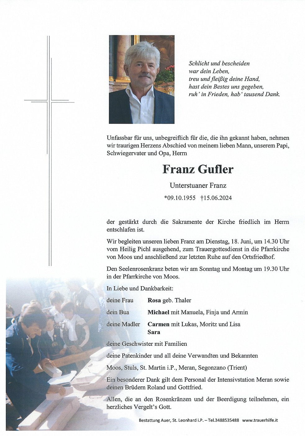 Franz Gufler aus Moos i. P. - TrauerHilfe.it - das Südtiroler Gedenkportal