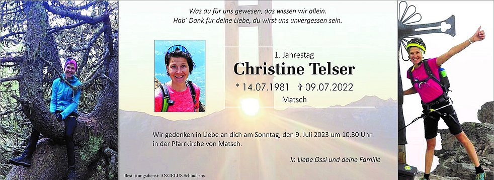Christine Telser aus Mals - TrauerHilfe.it - das Südtiroler Gedenkportal