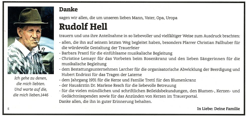 Rudolf Hell aus Eppan a. d. W. - TrauerHilfe.it - das Südtiroler ...