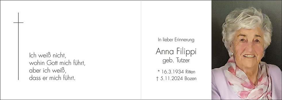 Anna Filippi aus Bozen - TrauerHilfe.it - das Südtiroler Gedenkportal