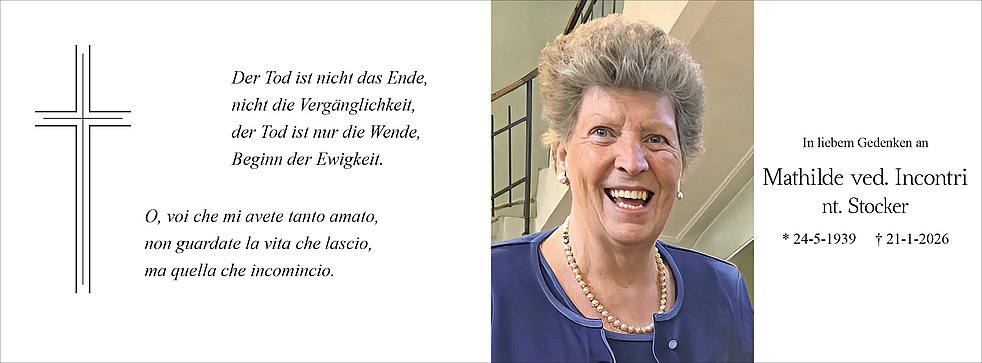 Mathilde ved. Incontri aus Schlanders - TrauerHilfe.it - das Südtiroler ...