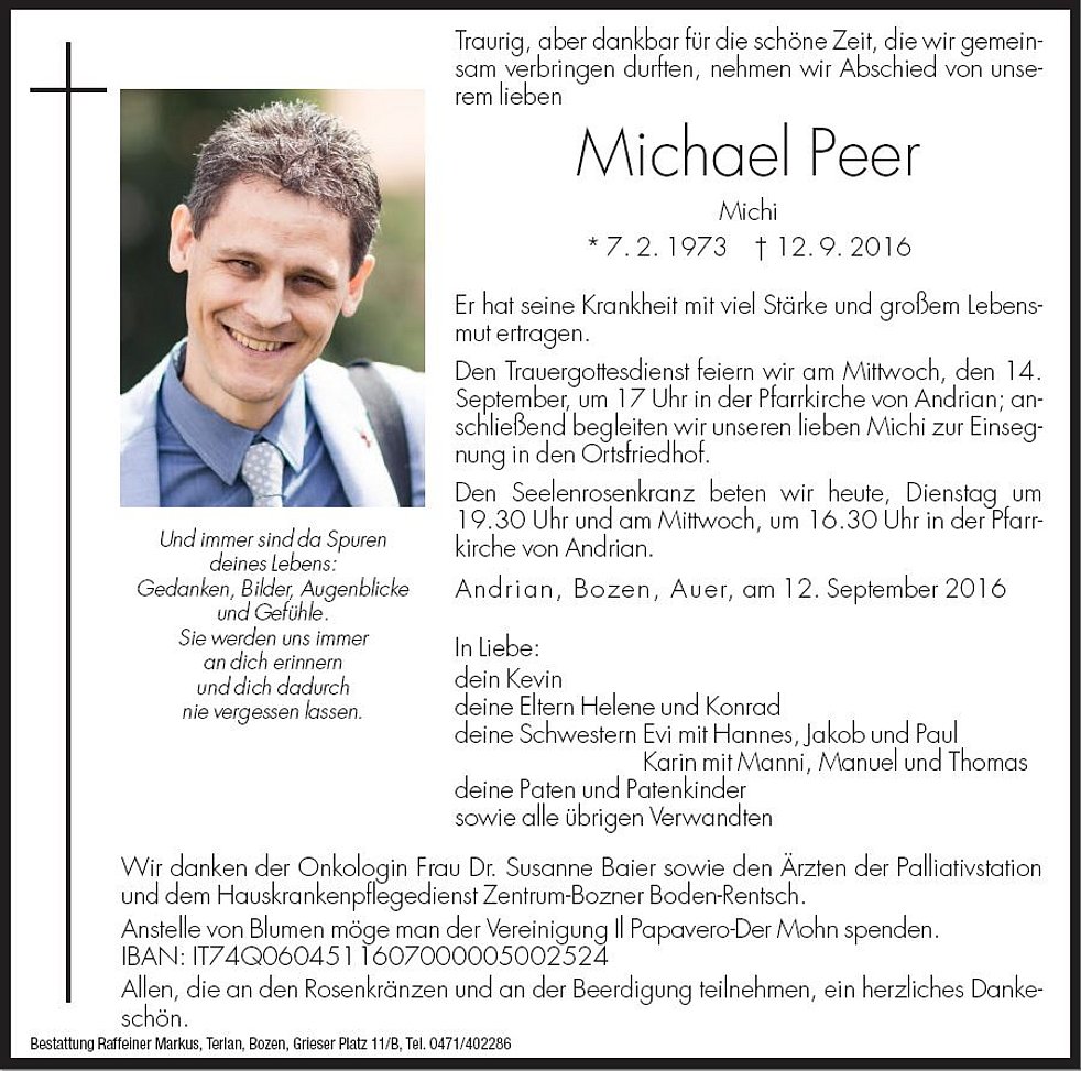 Michael Peer aus Andrian - TrauerHilfe.it - das Südtiroler Gedenkportal