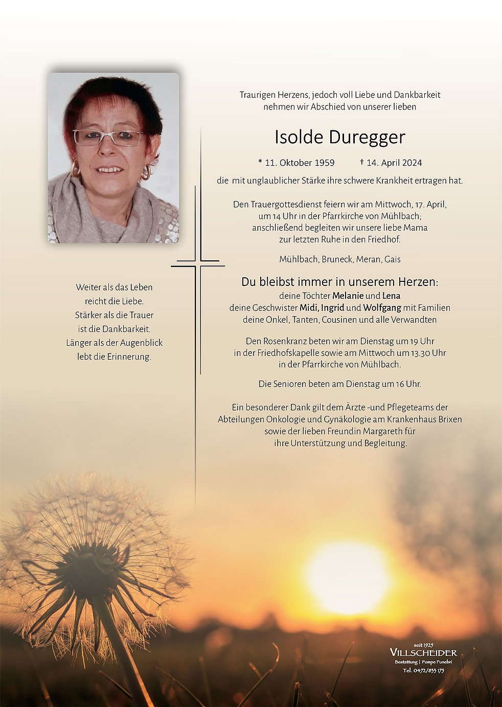 Isolde Duregger aus Mühlbach - TrauerHilfe.it - das Südtiroler Gedenkportal