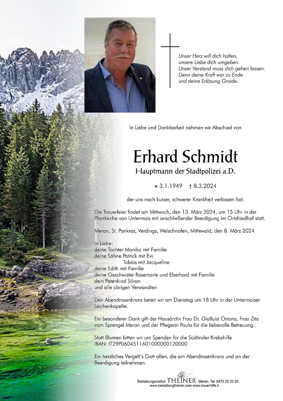 Erhard Schmidt aus Meran - TrauerHilfe.it - das Südtiroler Gedenkportal Erhard Schmidt aus Meran - TrauerHilfe.it - das Südtiroler Gedenkportal