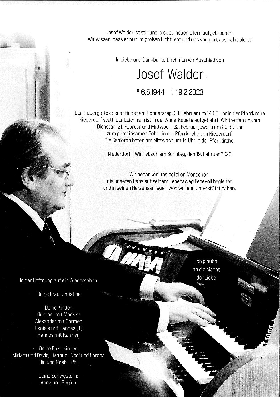 Josef Walder aus Niederdorf - TrauerHilfe.it - das Südtiroler Gedenkportal