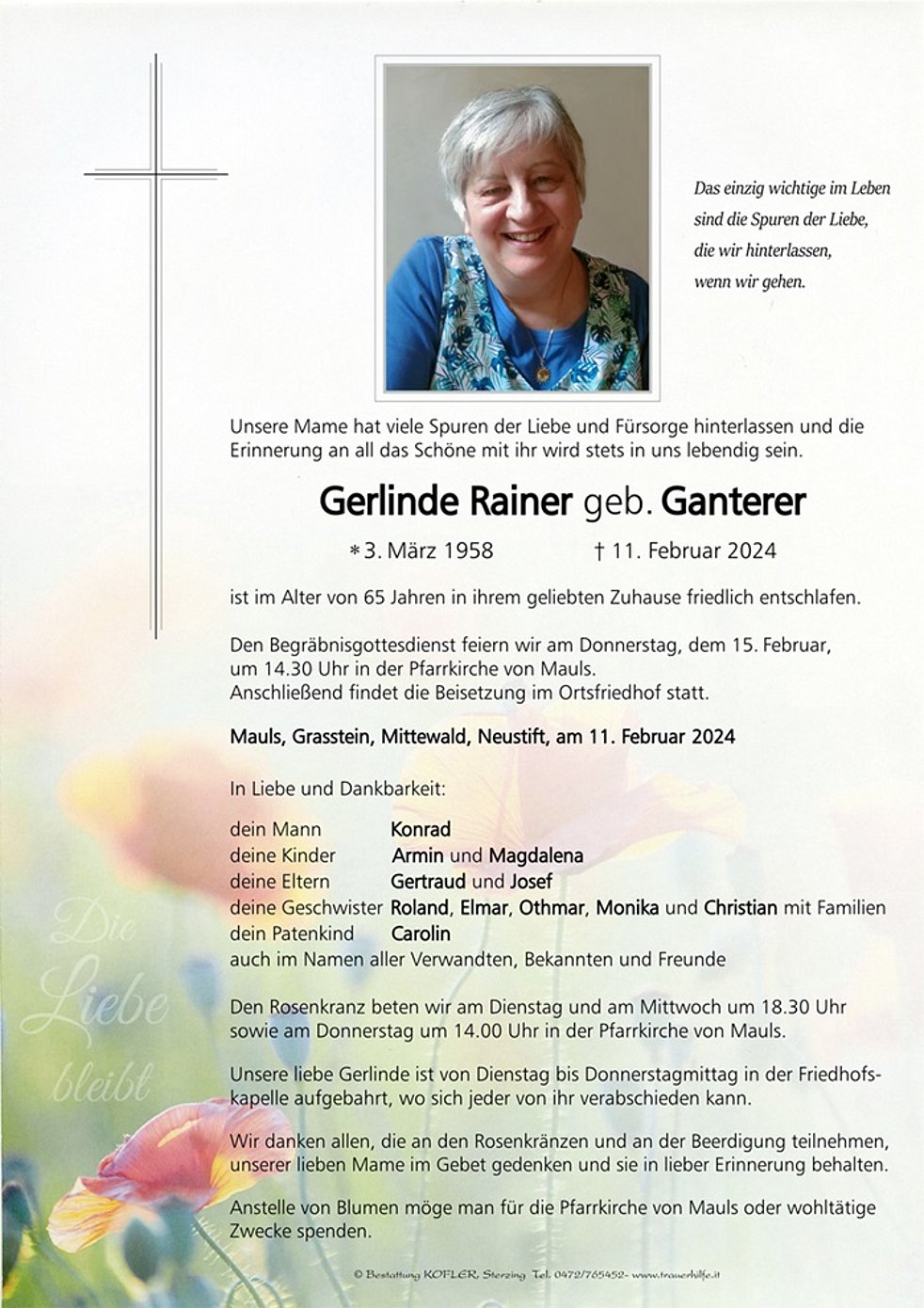 Gerlinde Rainer aus Freienfeld - TrauerHilfe.it - das Südtiroler ...