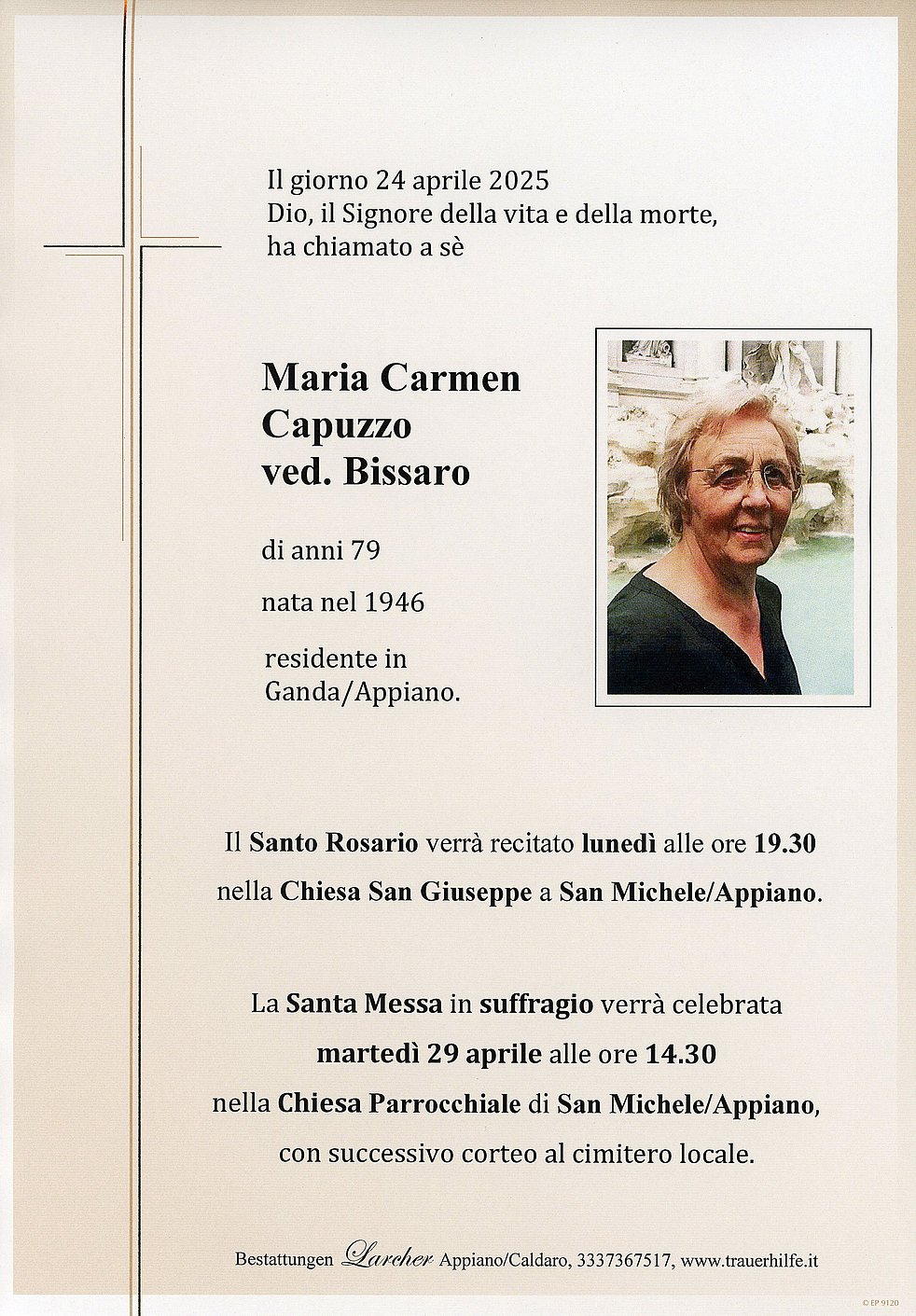 Maria Carmen ved. Bissaro aus Eppan a. d. W. - TrauerHilfe.it - das ...