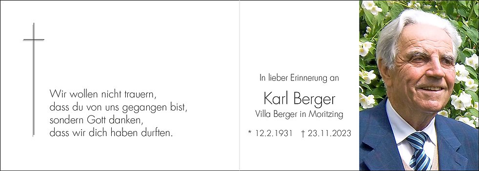 Karl Berger aus Bozen - TrauerHilfe.it - das Südtiroler Gedenkportal