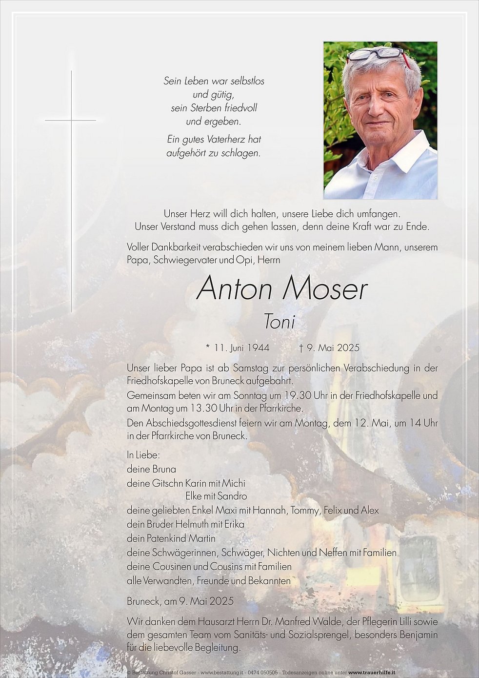 Anton Moser aus Bruneck - TrauerHilfe.it - das Südtiroler Gedenkportal