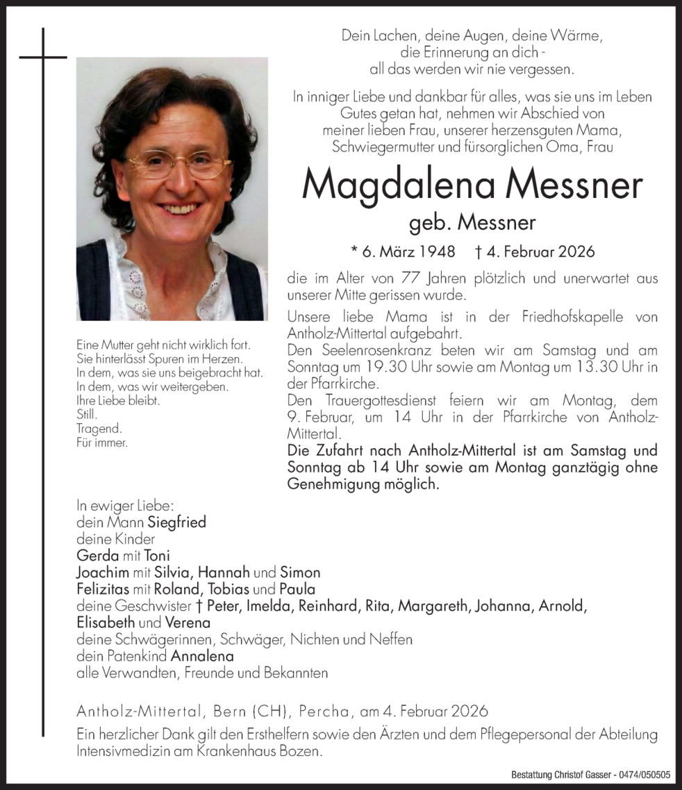 Magdalena Messner aus Rasen-Antholz - TrauerHilfe.it - das Südtiroler ...