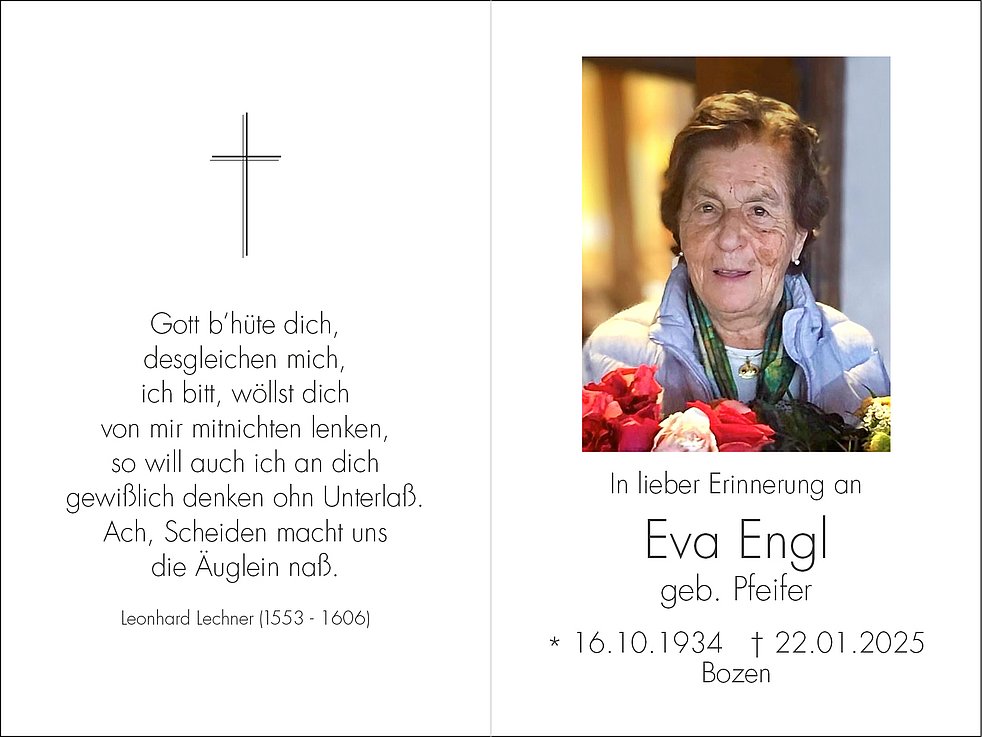Eva Engl geb. Pfeifer aus Bozen - TrauerHilfe.it - das Südtiroler ...