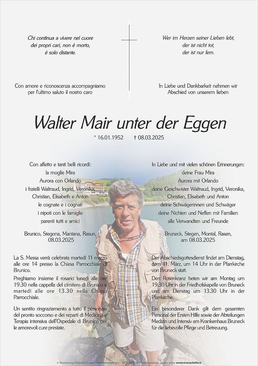 Walter Mair unter der Eggen aus Bruneck - TrauerHilfe.it - das ...