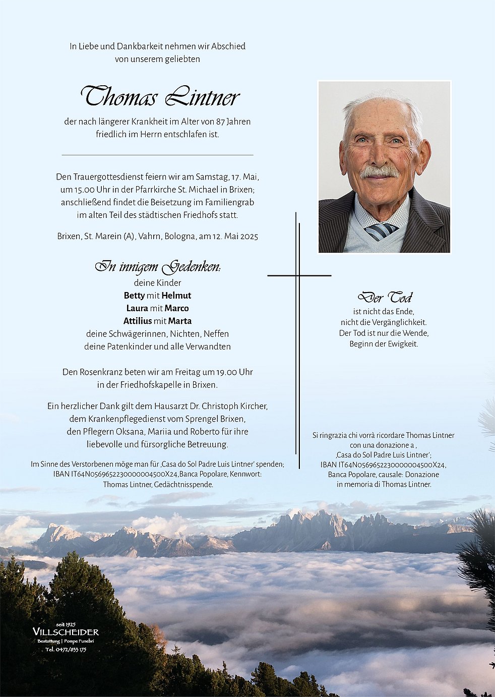 Thomas Lintner aus Brixen - TrauerHilfe.it - das Südtiroler Gedenkportal