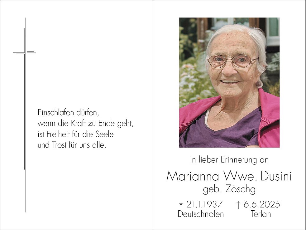 Marianna Wwe. Dusini aus Terlan - TrauerHilfe.it - das Südtiroler ...