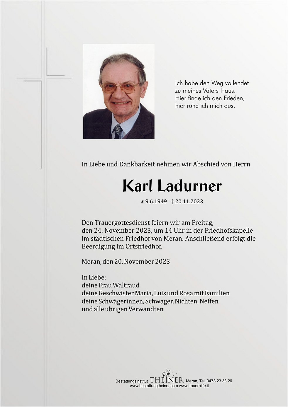 Karl aus Meran - TrauerHilfe.it - das Südtiroler Gedenkportal Karl aus Meran - TrauerHilfe.it - das Südtiroler Gedenkportal