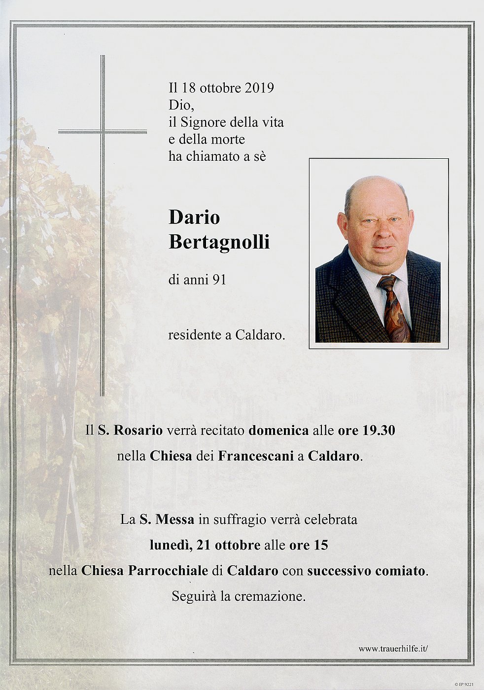 Dario Bertagnolli aus Kaltern - TrauerHilfe.it - das Südtiroler ... Dario Bertagnolli aus Kaltern - TrauerHilfe.it - das Südtiroler ...