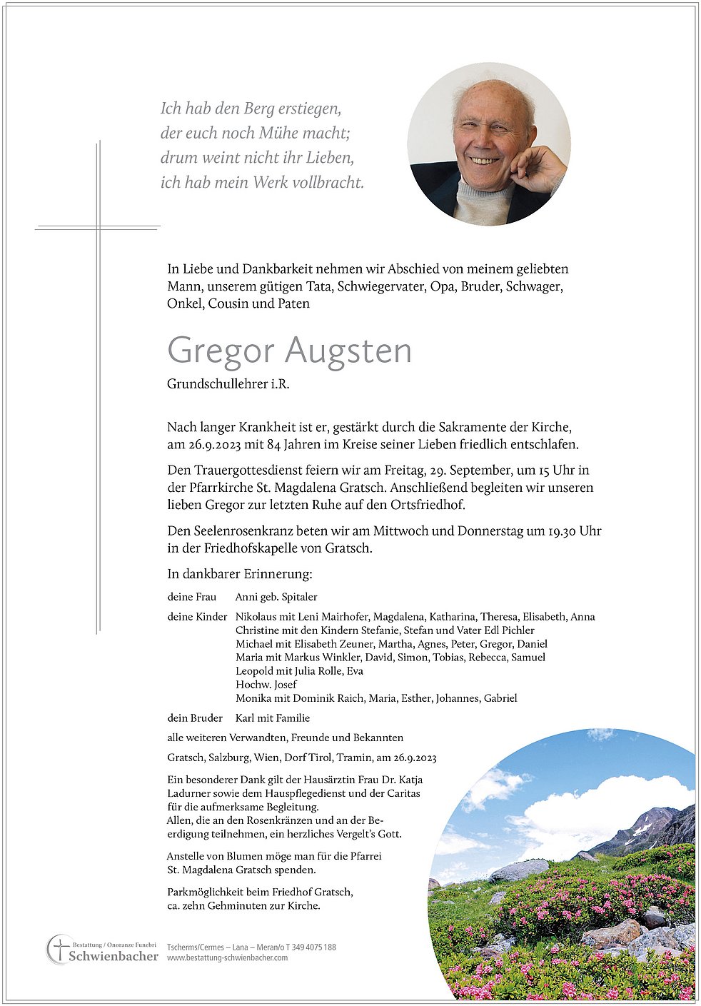 Gregor Augsten aus Meran - TrauerHilfe.it - das Südtiroler Gedenkportal