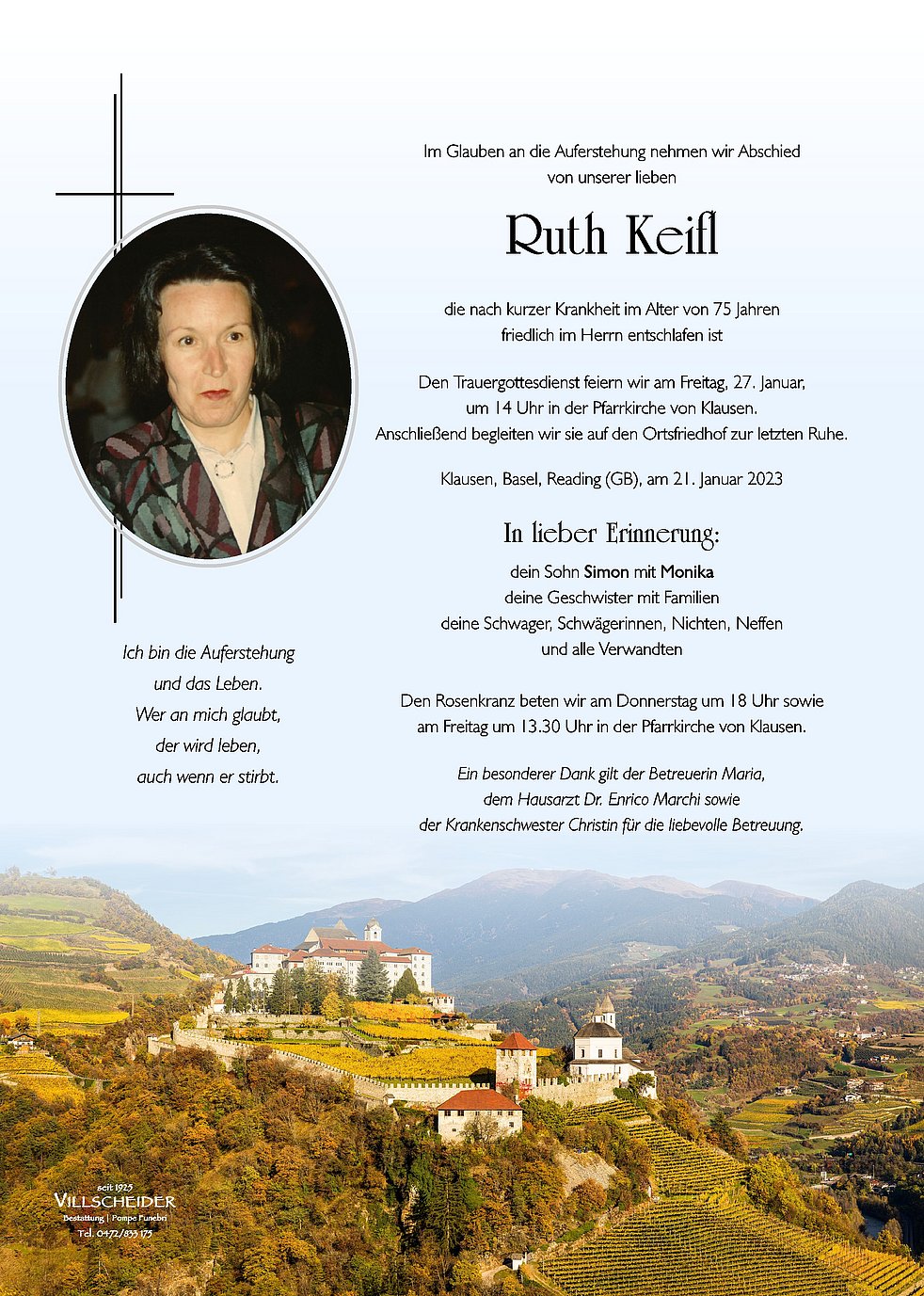 Ruth Keifl aus Klausen - TrauerHilfe.it - das Südtiroler Gedenkportal