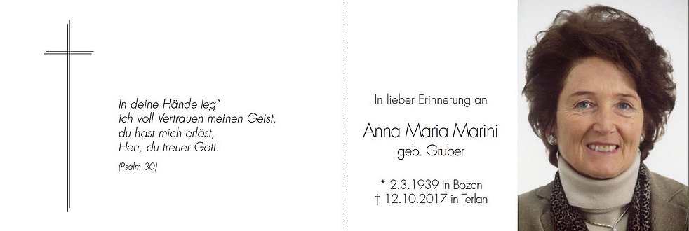 Anna Maria Marini aus Terlan - TrauerHilfe.it - das Südtiroler Gedenkportal