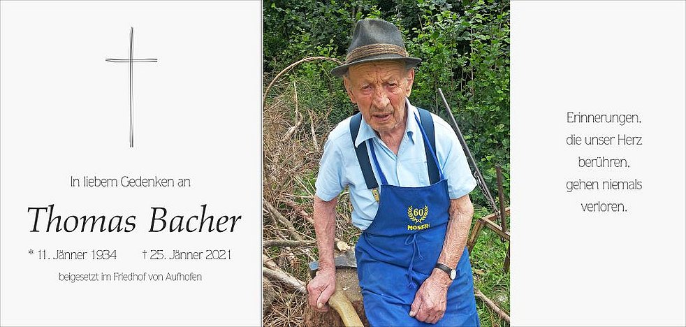 Thomas Bacher aus Bruneck - TrauerHilfe.it - das Südtiroler Gedenkportal