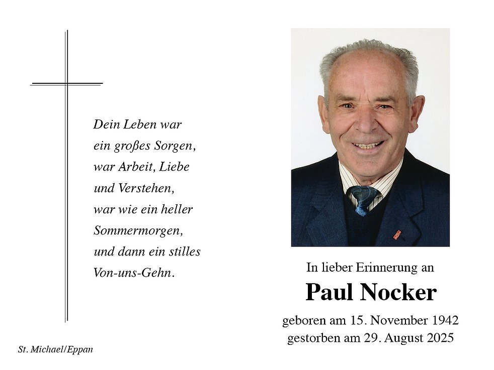 Paul Nocker aus Eppan a. d. W. - TrauerHilfe.it - das Südtiroler ...