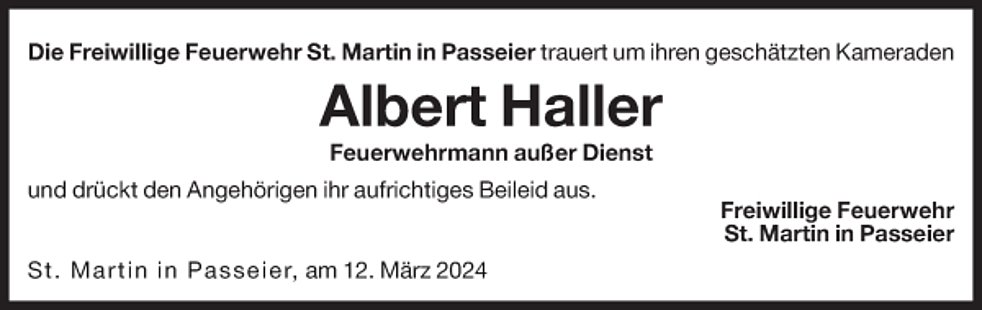Albert Haller aus St. Leonhard i. P. - TrauerHilfe.it - das Südtiroler ...