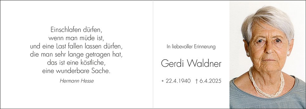 Gerdi Waldner aus Bozen - TrauerHilfe.it - das Südtiroler Gedenkportal