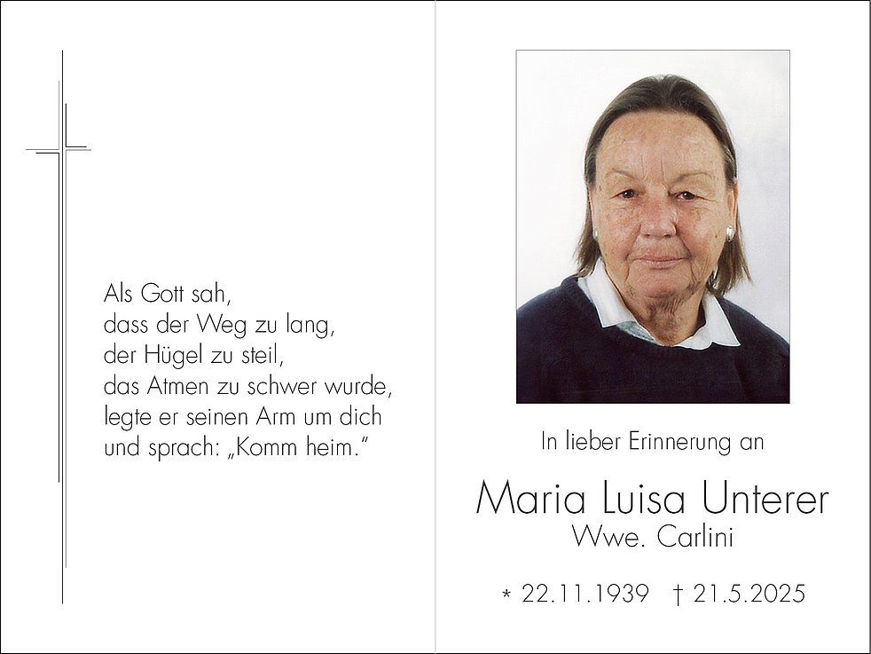 Maria Luisa Unterer aus Bozen - TrauerHilfe.it - das Südtiroler ...