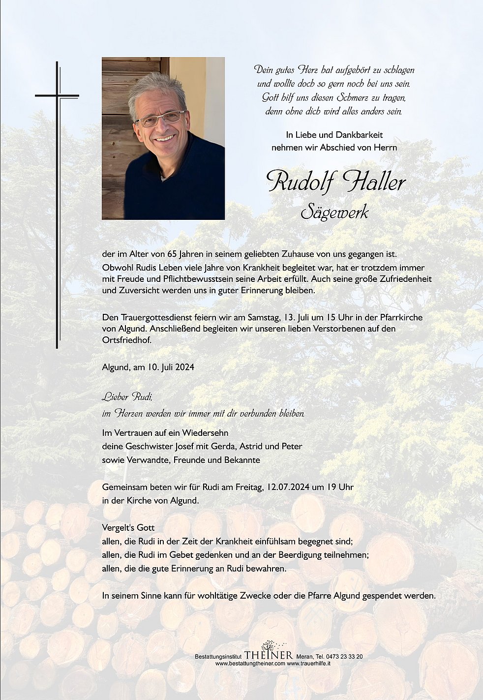 Rudolf Haller aus Algund - TrauerHilfe.it - das Südtiroler Gedenkportal