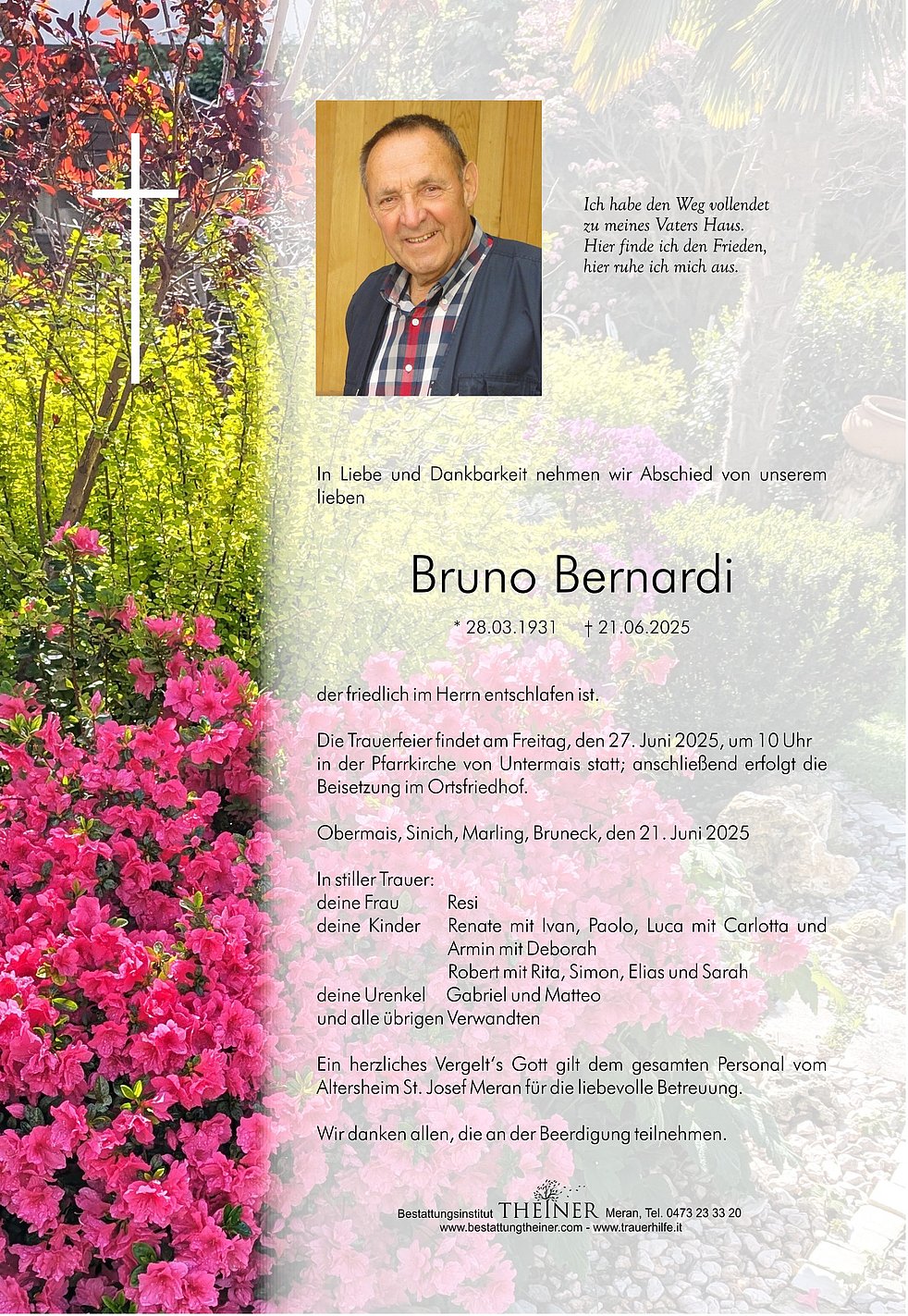 Bruno Bernardi aus Meran - TrauerHilfe.it - das Südtiroler Gedenkportal