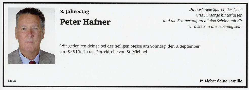 Peter Hafner aus Eppan a. d. W. - TrauerHilfe.it - das Südtiroler ...