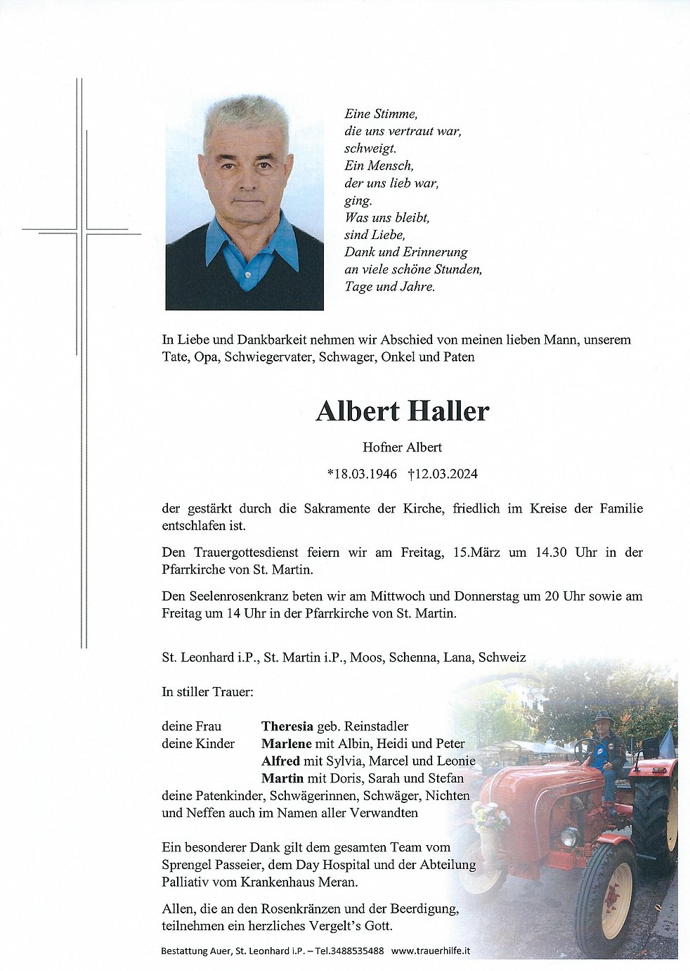 Albert Haller aus St. Leonhard i. P. - TrauerHilfe.it - das Südtiroler ...