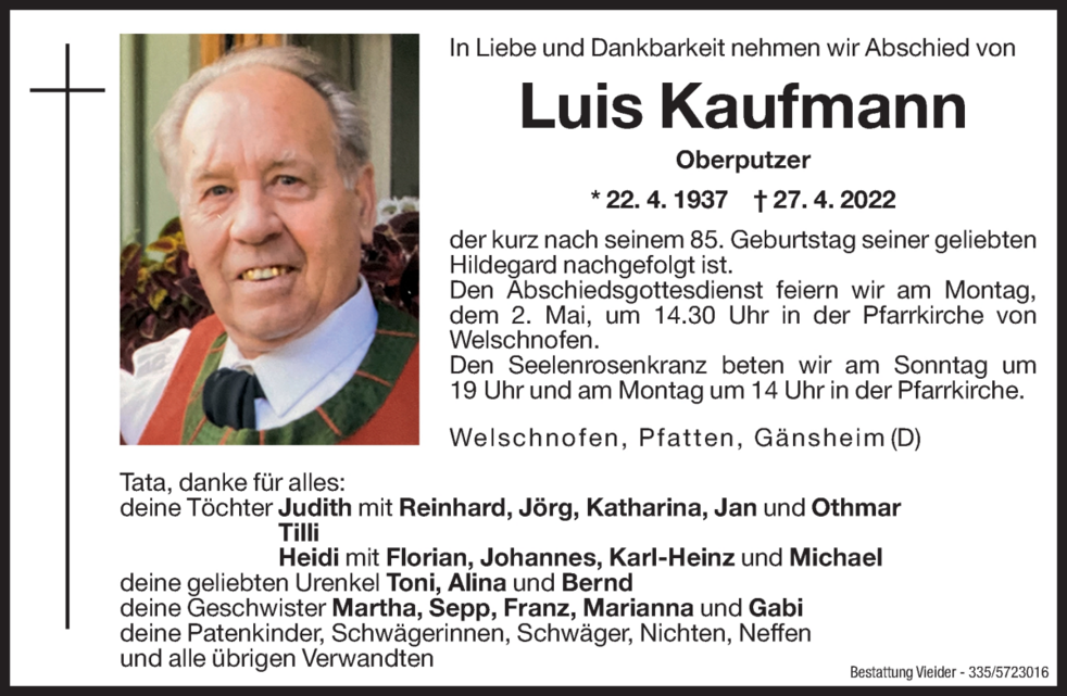 Luis Kaufmann aus Welschnofen - TrauerHilfe.it - das Südtiroler Gedenkportal