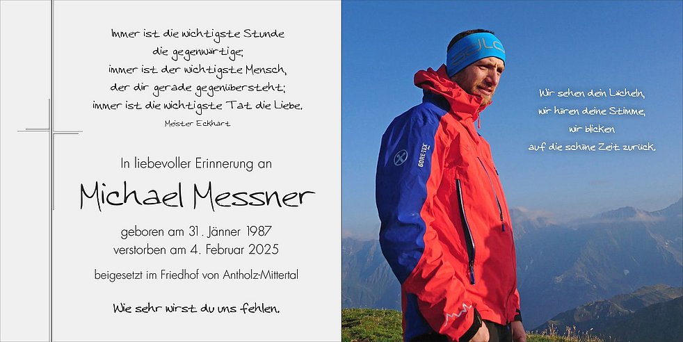 Michael Messner aus Rasen-Antholz - TrauerHilfe.it - das Südtiroler Gedenkportal