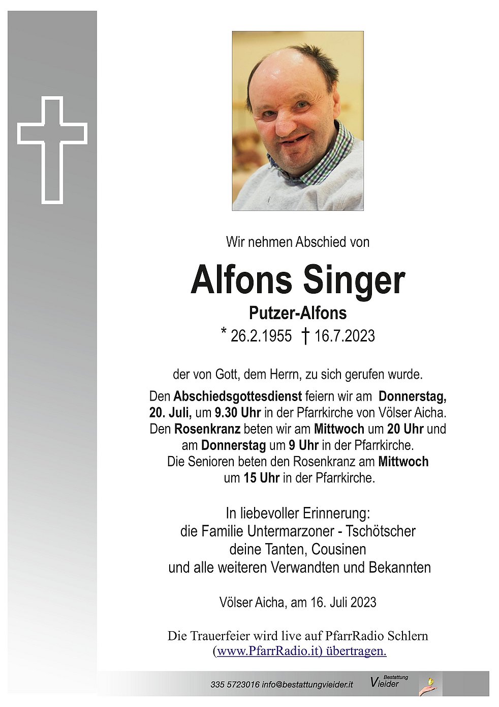 Alfons Singer aus Völs am Schlern - TrauerHilfe.it - das Südtiroler ...