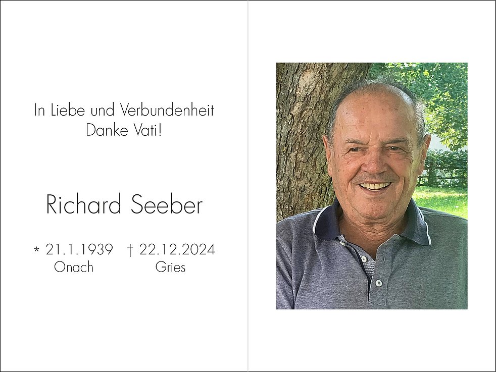 Richard Seeber aus Bozen - TrauerHilfe.it - das Südtiroler Gedenkportal